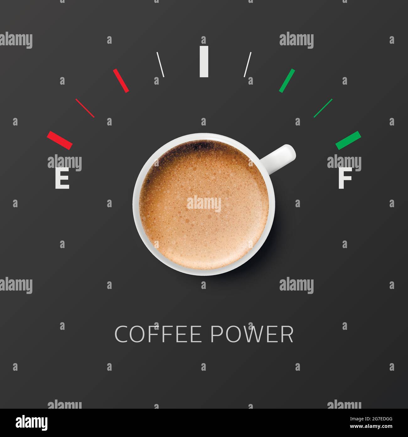 Coffee Power. Vector 3d Realistic White Mug with Milk Foam Coffee and ...