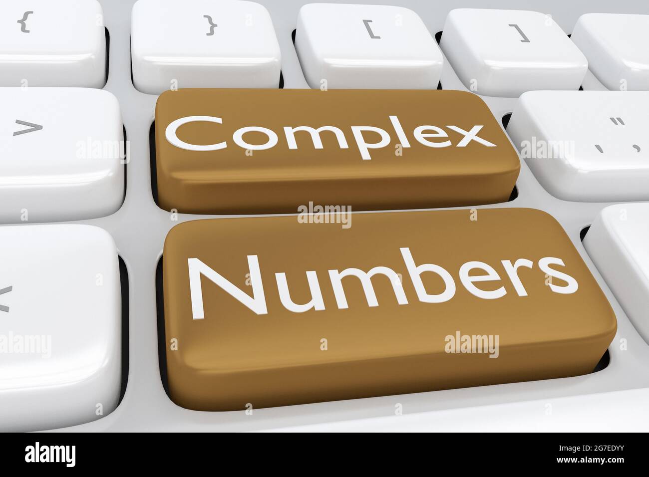 3D illustration of computer keyboard with the script Complex Numbers on ...