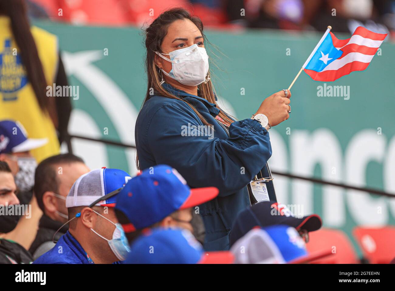 MAZATLAN, MEXICO - JANUARY 31: Fan with Puerto Rico flag, during the ...