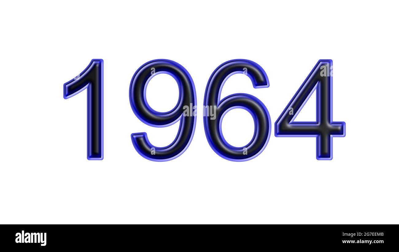 blue 1964 number 3d effect white background Stock Photo - Alamy