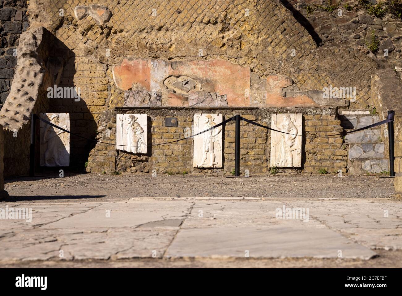 Ruins of ancient roman town Ercolano - Herculaneum, destroyed by the ...