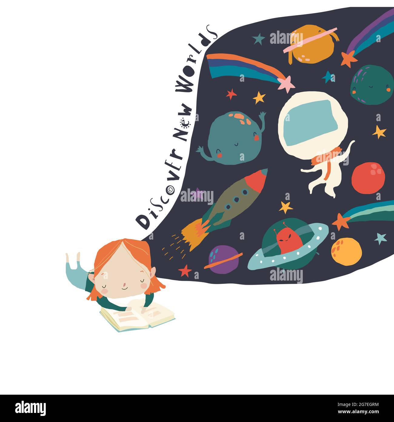Cartoon Alien Girl Book High Resolution Stock Photography and Images ...