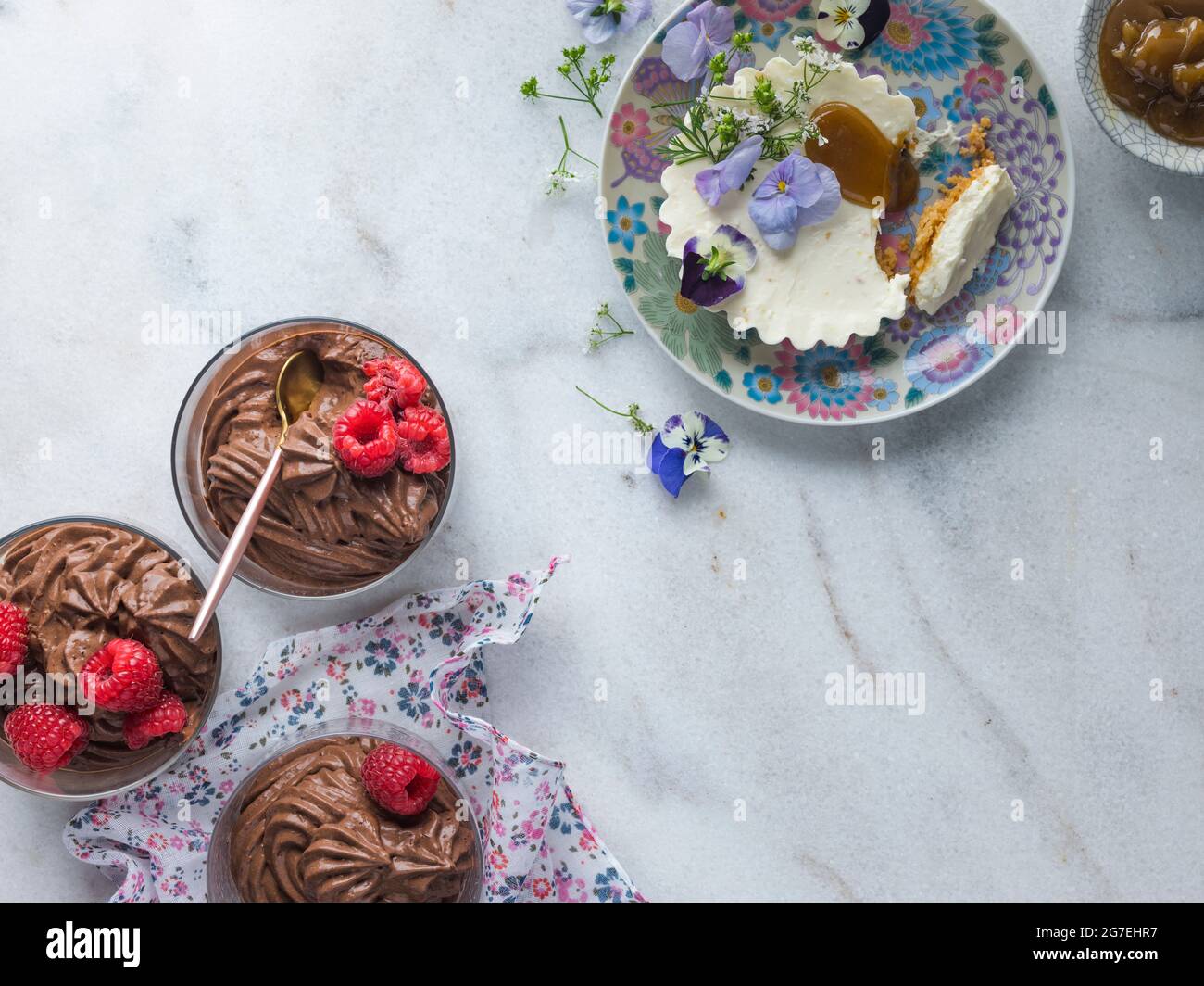 Ginger Caramel Cheesecake, and Coconut Mousse Stock Photo - Alamy