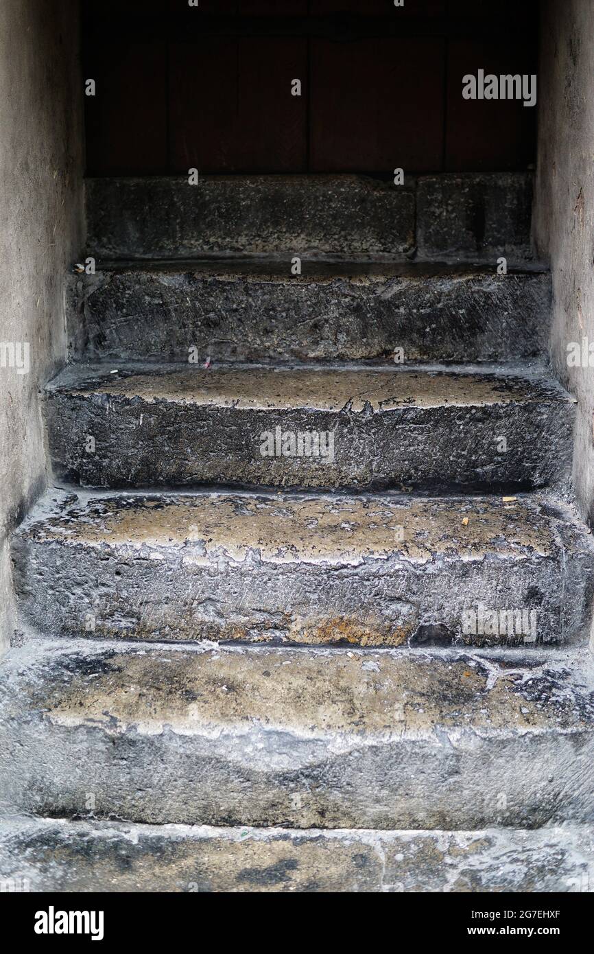 Vertical shot of narrow stairs in an old stone building Stock Photo - Alamy