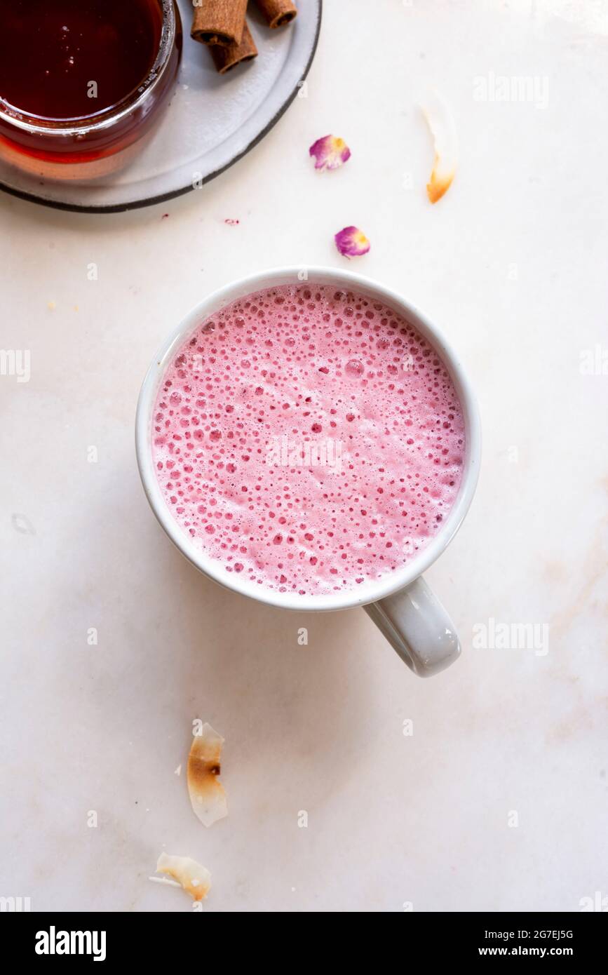 Beet Root Latte – super powered with beet root crystals Stock Photo - Alamy