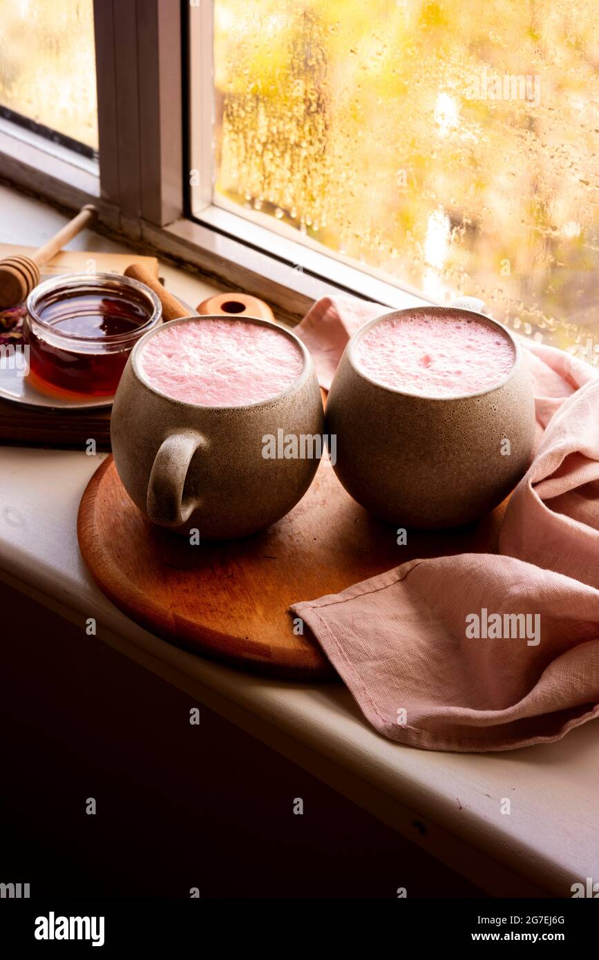 Beet Root Latte – super powered with beet root crystals Stock Photo - Alamy