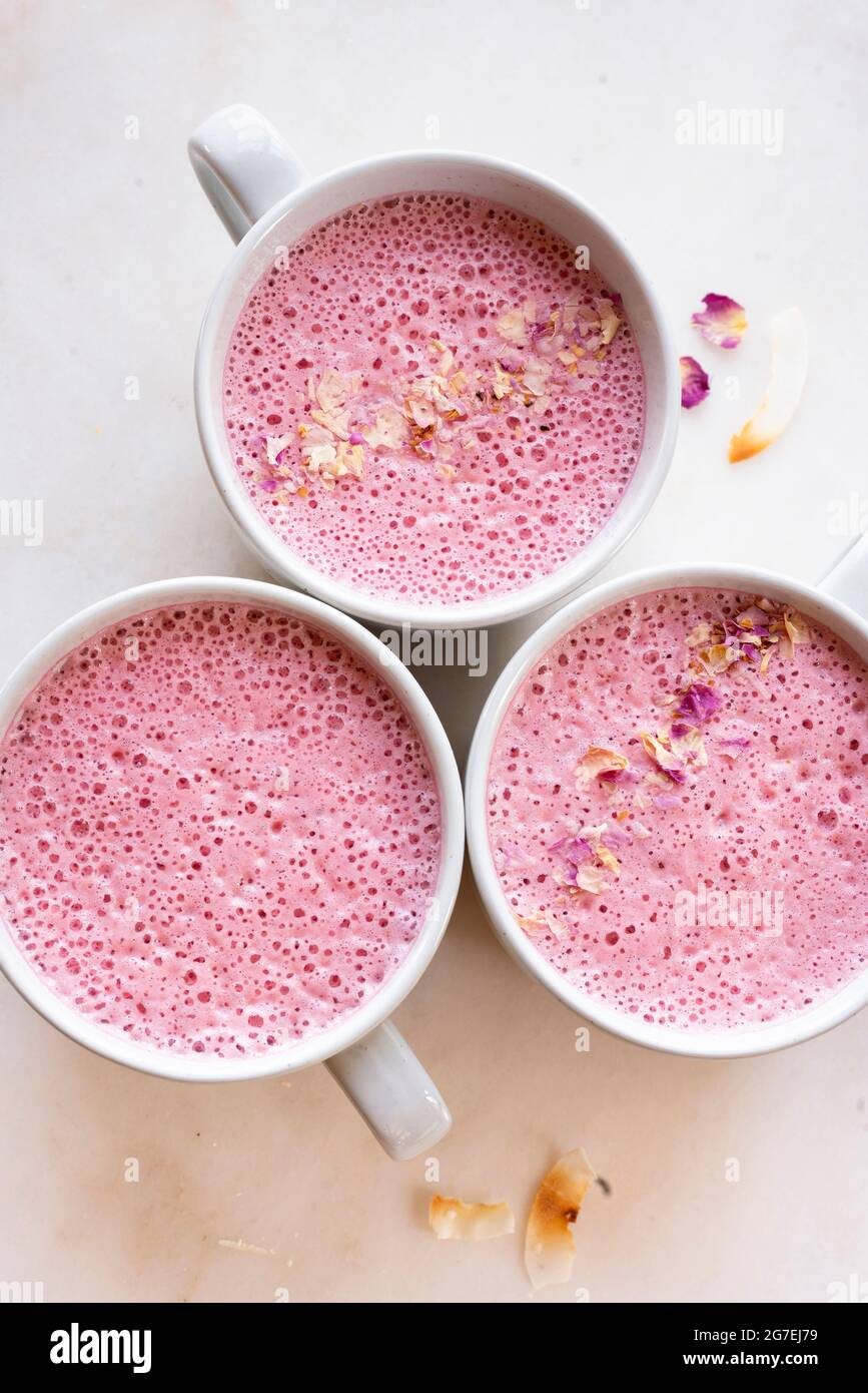 Beet Root Latte – super powered with beet root crystals Stock Photo - Alamy