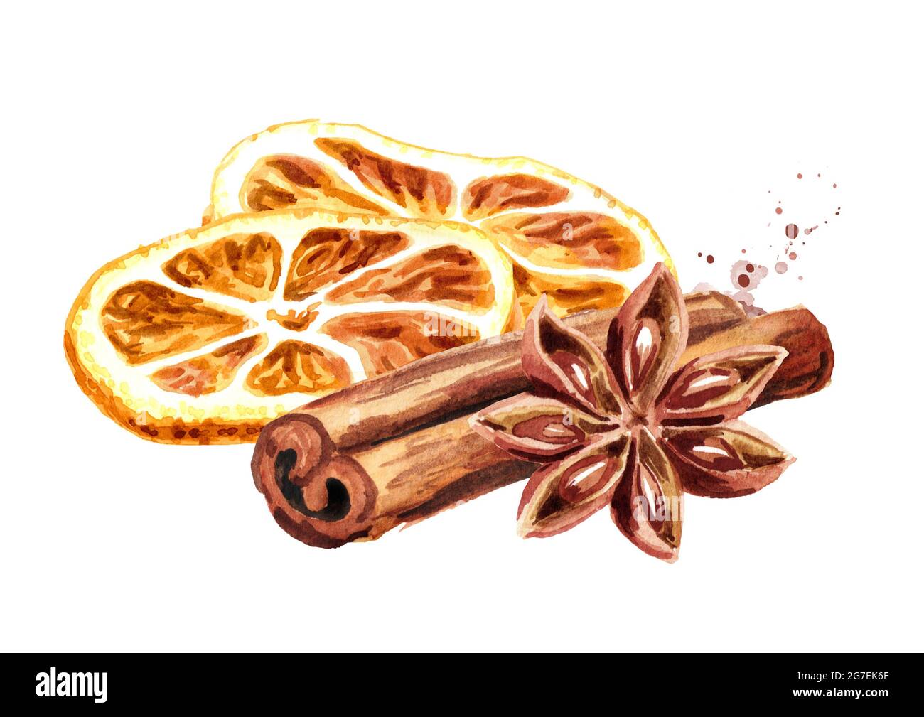 Dried orange slices, star anise and cinnamon stick, Christmas spicies ...