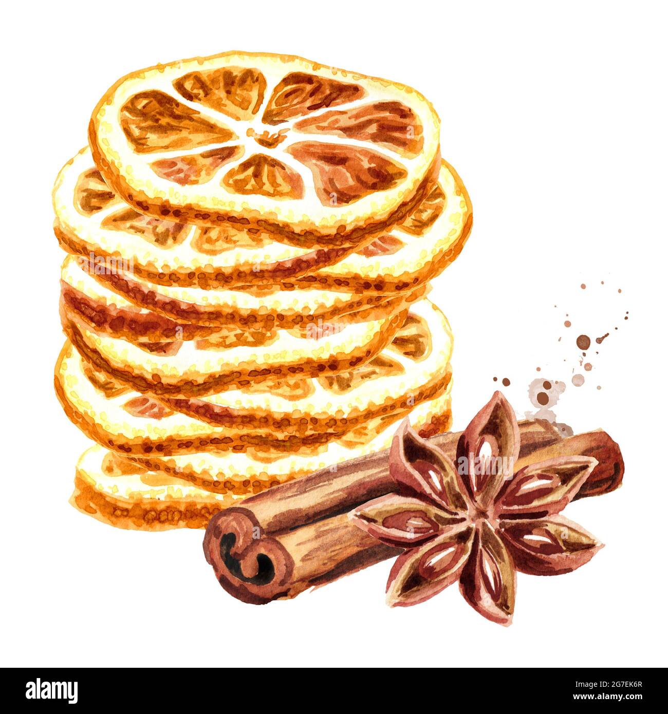 Dried orange slices, star anise and cinnamon stick. Christmas spicies ...
