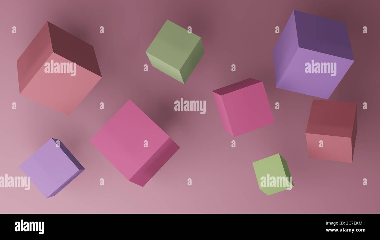 Cubes of different colors. 3D illustration Stock Photo - Alamy