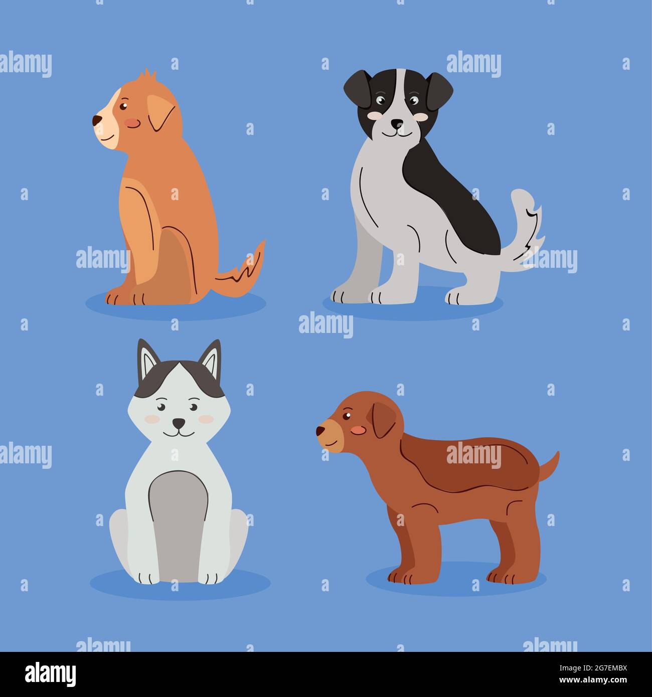 four cute dogs pets icons Stock Vector Image & Art - Alamy