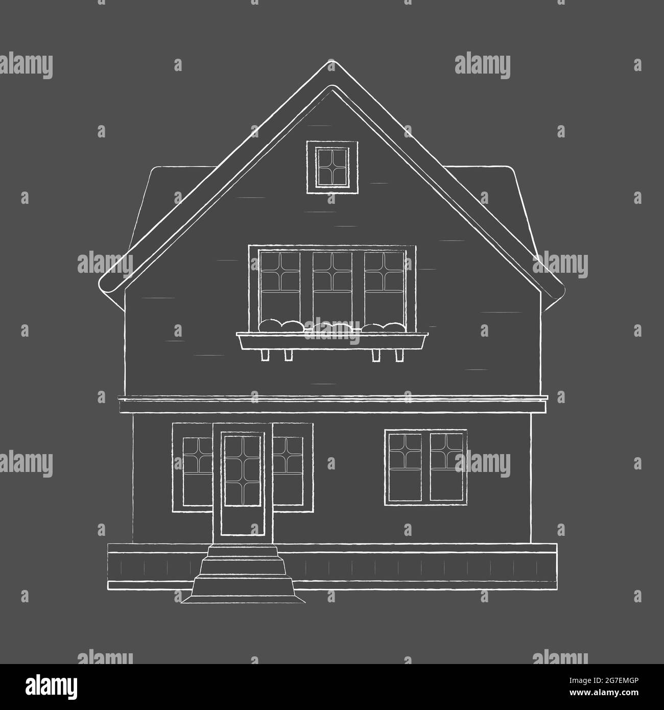 The project is architectural. Sketch of a detached family house with a ...