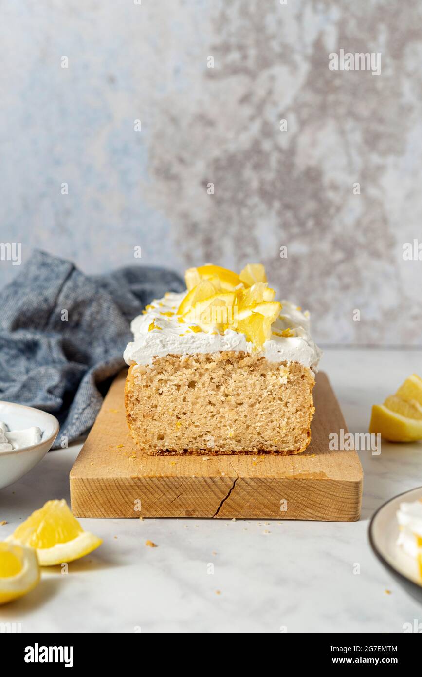 Vegan Lemon Loaf Cake with Coconut Cream Stock Photo - Alamy