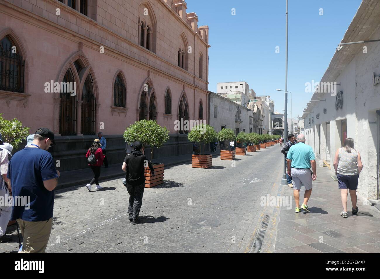 people walking in a street in Arequipa Peru Stock Photo - Alamy
