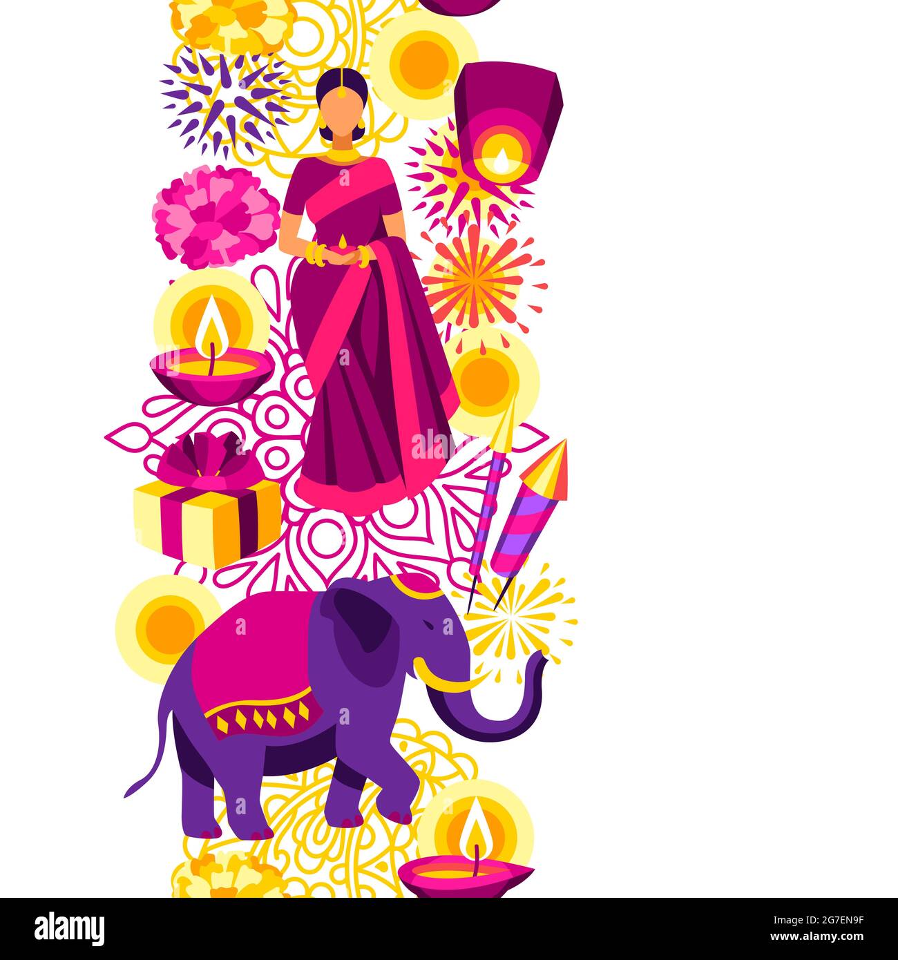 Happy Diwali seamless pattern. Deepavali or dipavali festival of lights ...