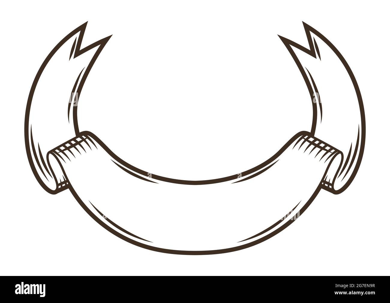 Vintage decorative ribbon. Banner in engraving hand drawn style Stock ...