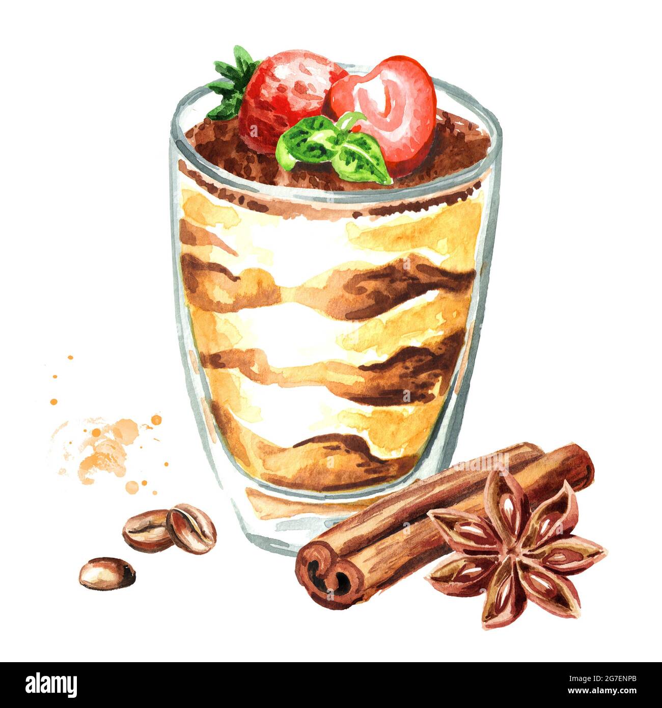Tiramisu in the glass, Italian traditional sweet dessert with fresh ...