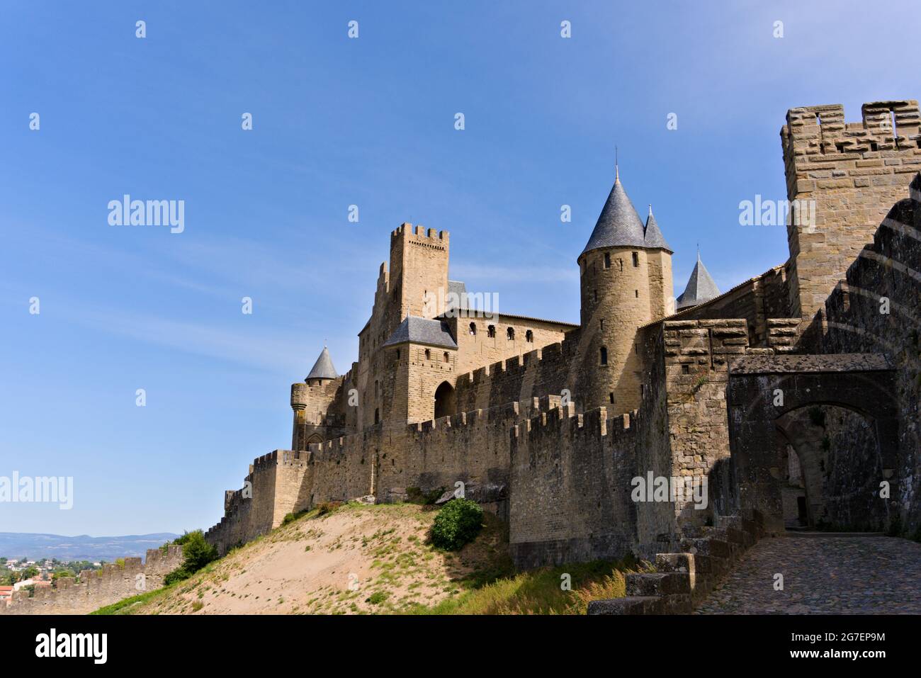 View on the medieval castle of Carcasonne, France Stock Photo - Alamy