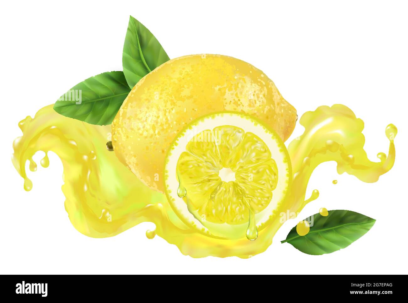 Fresh juice with a slice of lemon, a refreshing summer drink with ice ...