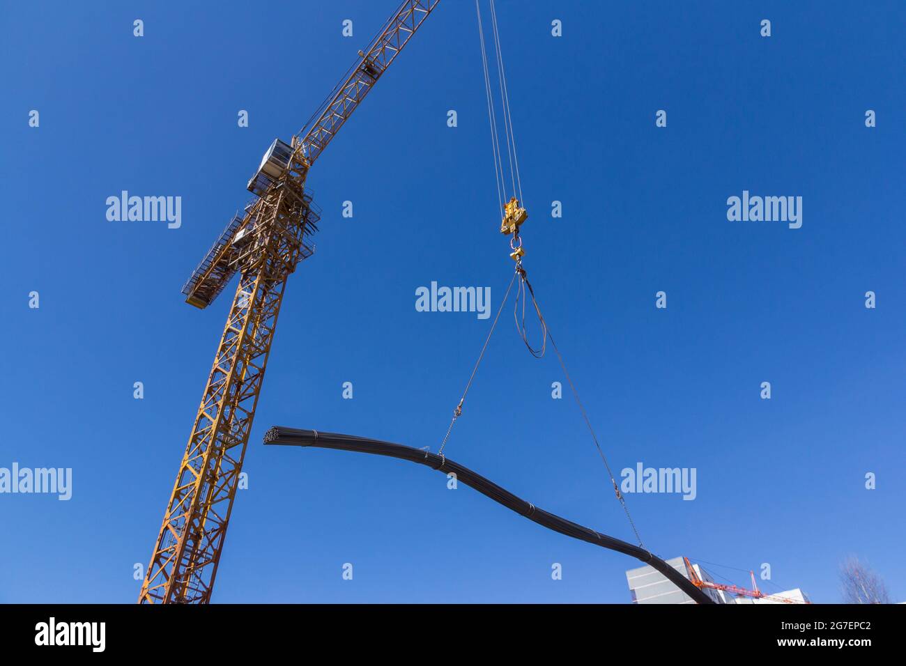 Construction crane at a construction site. Mechanisms for lifting ...