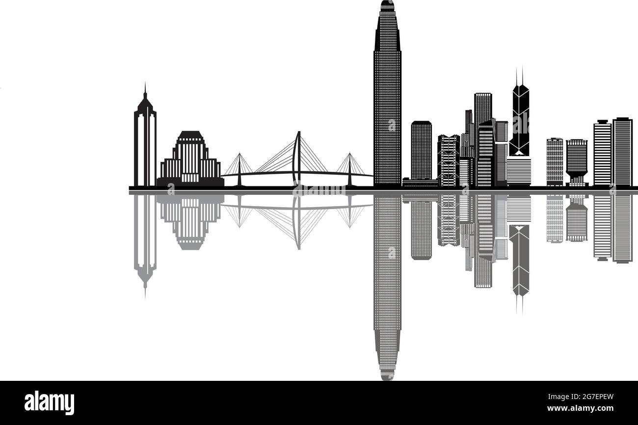 hong kong city skyline with landmarks Stock Vector Image & Art - Alamy
