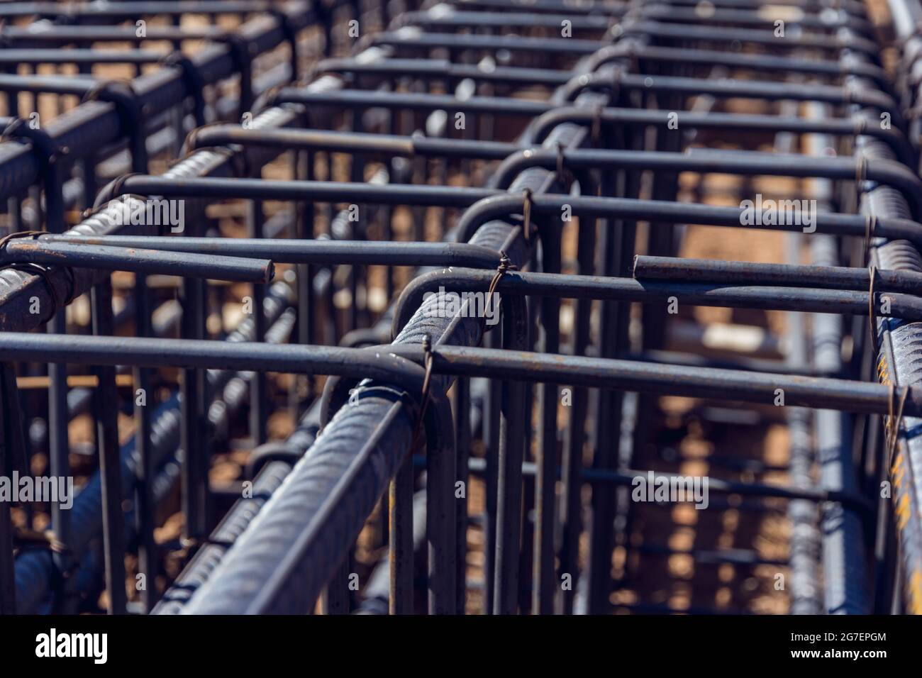 Construction rebar steel work reinforcement at the construction site ...