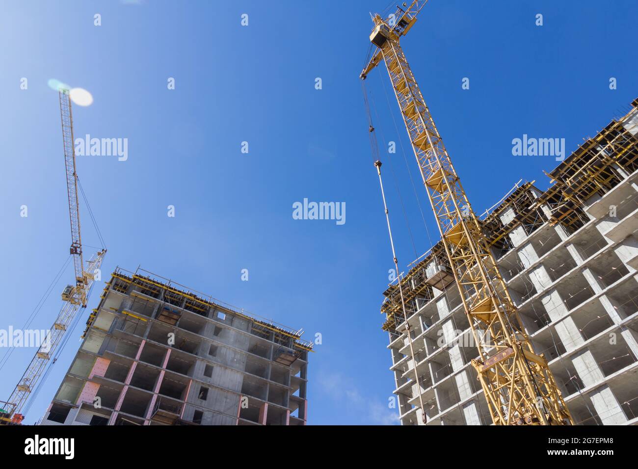 Construction crane at a construction site. Mechanisms for lifting ...
