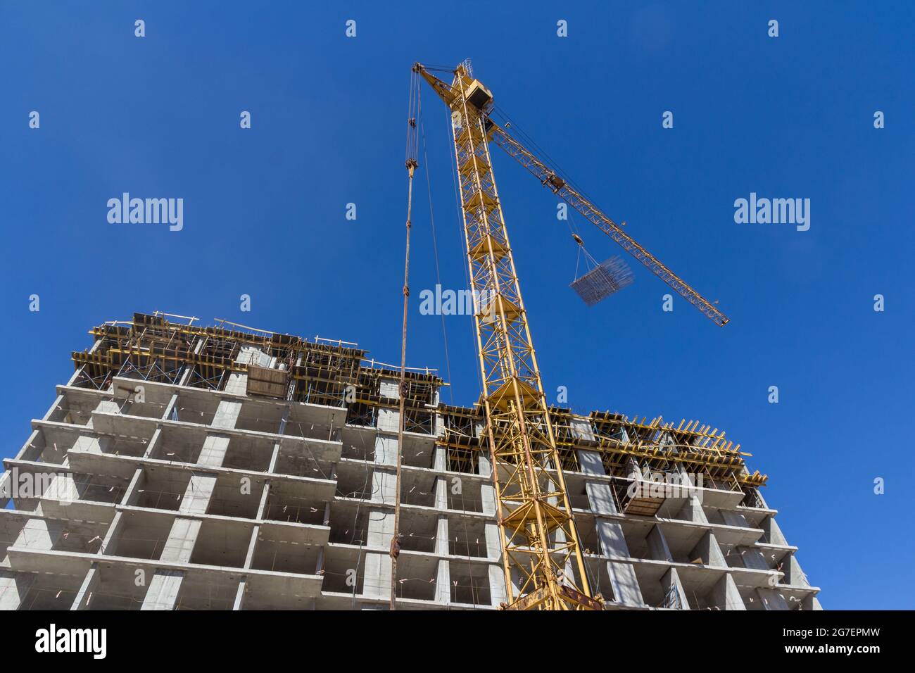 Construction crane at a construction site. Mechanisms for lifting ...