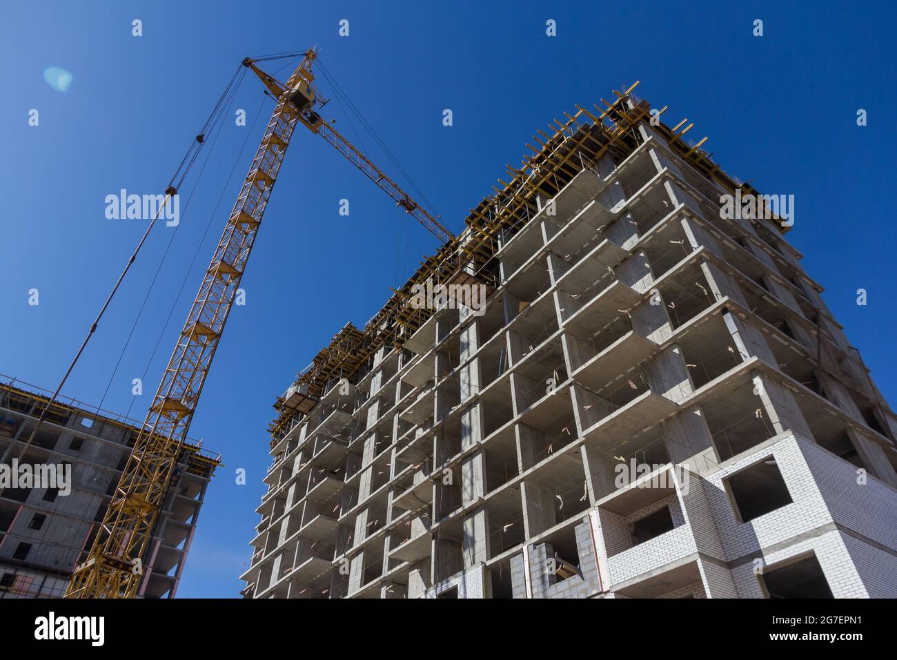 Construction crane at a construction site. Mechanisms for lifting ...