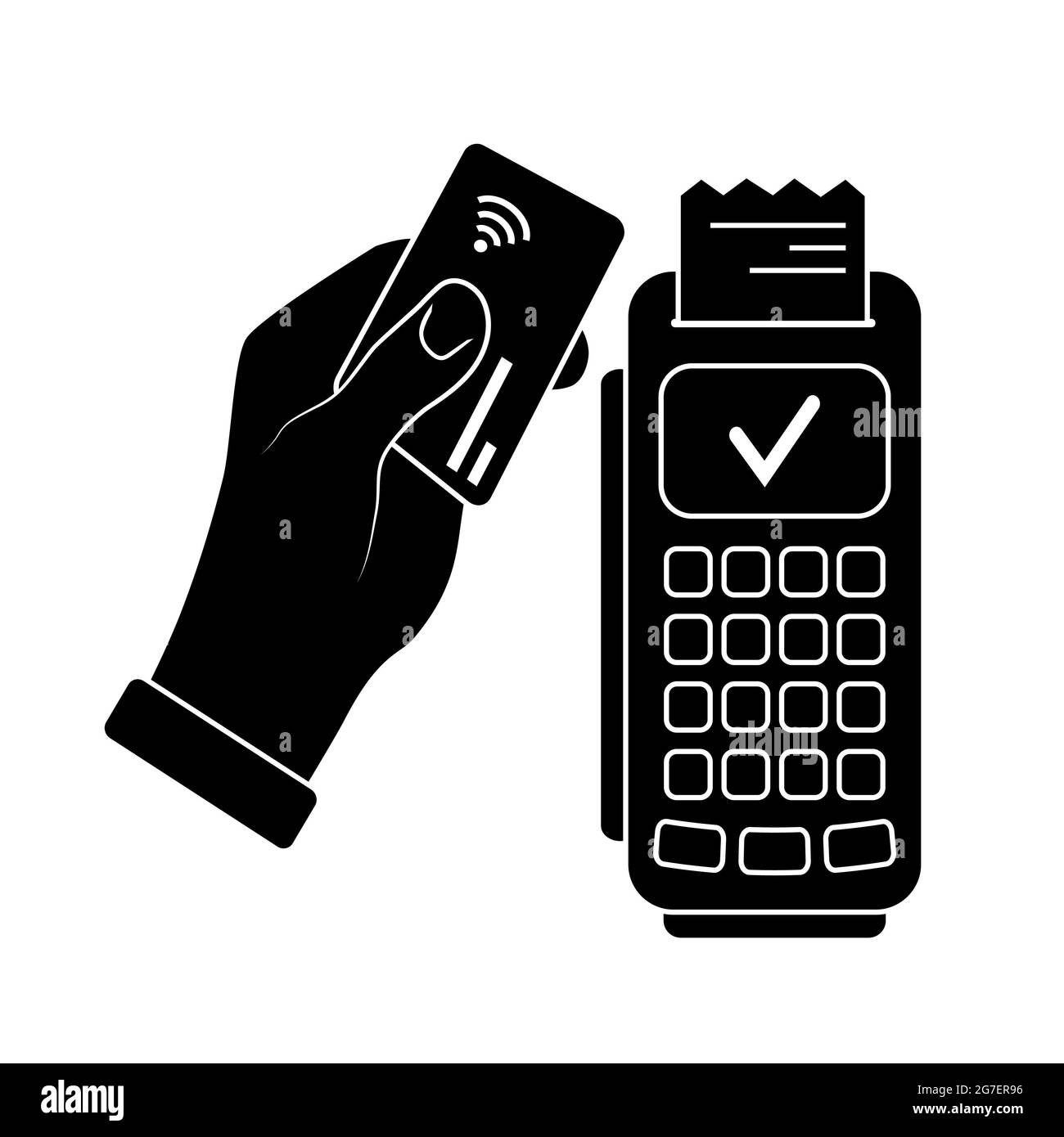 Line drawing contactless payment. Credit card. POS terminals, NFC ...