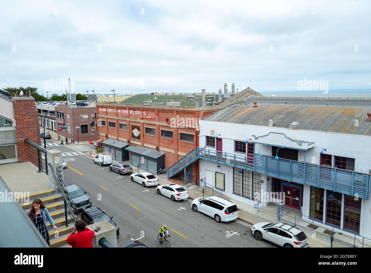 Aerial view of downtown Monterey, California, including Monterey Bay in ...