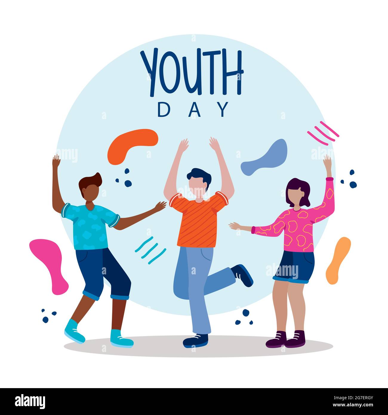 Happy youth day poster with kids cartoons Stock Vector Image & Art - Alamy
