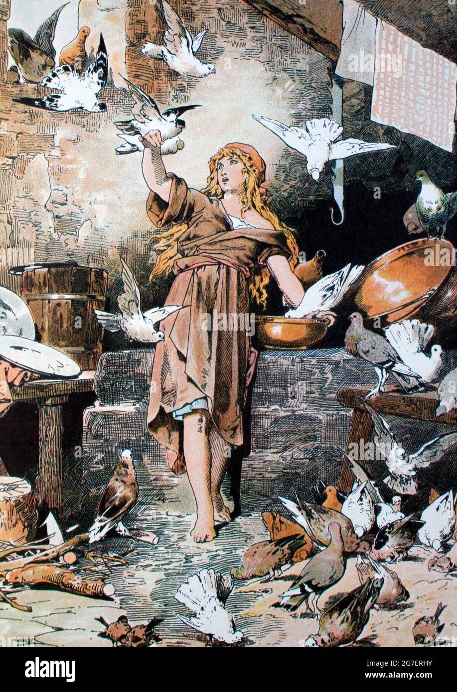 Cinderella by Alexander Zick, circa 1900 Stock Photo - Alamy