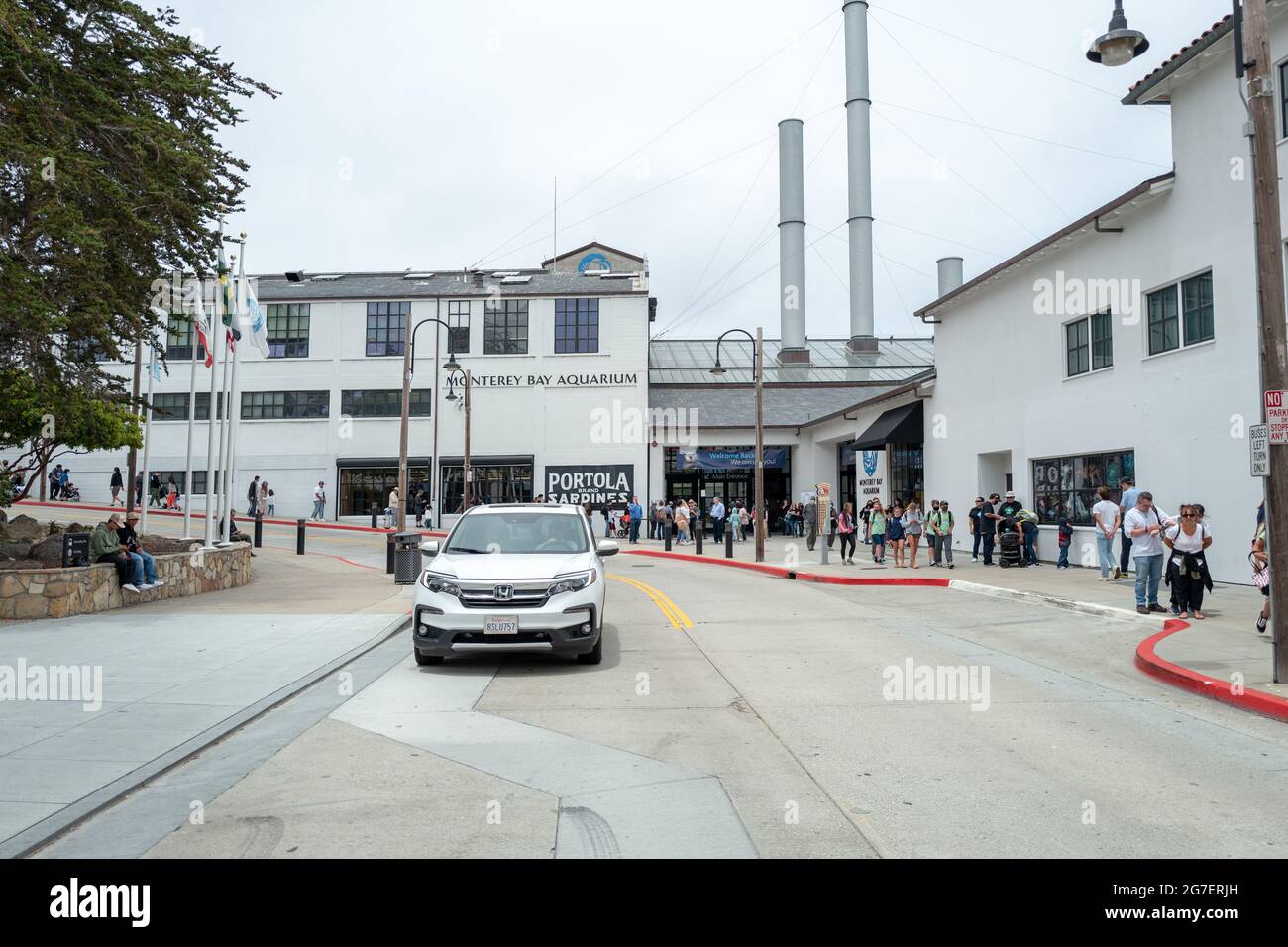 Facade of Monterey Bay Aquarium, Monterey, California, on Cannery Row ...