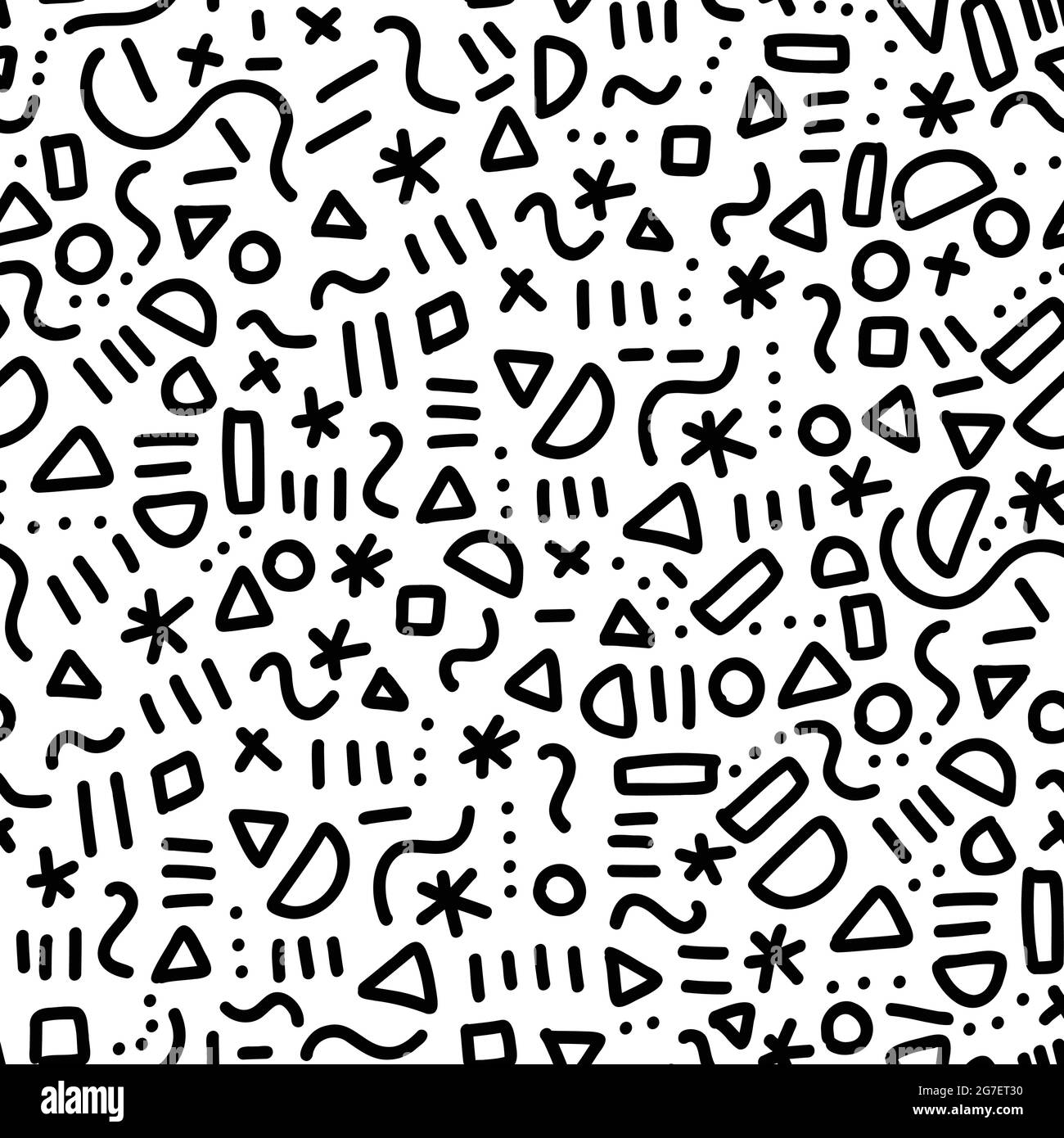 Memphis doodle pattern seamless vector repeat. Cute simple line art background with hand drawn ...