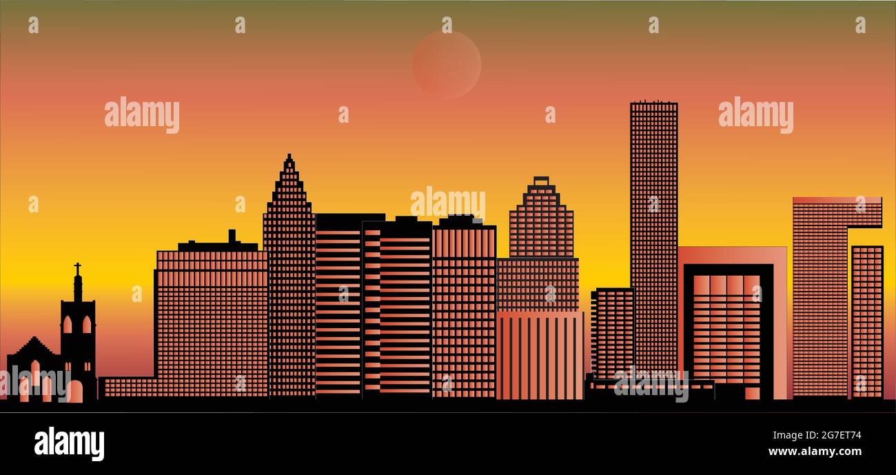 houston city skyline with landmark in america Stock Vector Image & Art ...