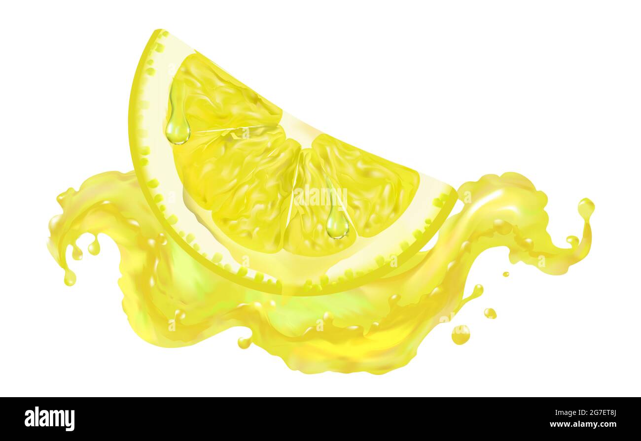 Fresh juice with a slice of lemon, a refreshing summer drink with ice ...