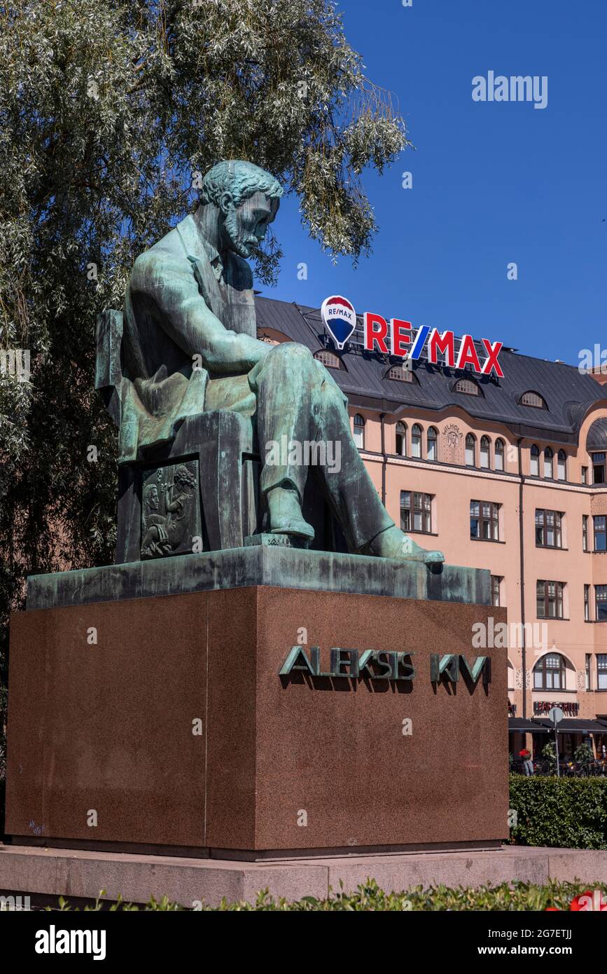 Bronze statue of Famous Finnish author, Aleksis Kivi, downtown Helsinki ...