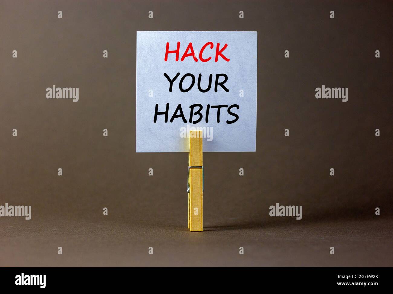 Hack your habits symbol. White paper with words 'Hack your habits ...