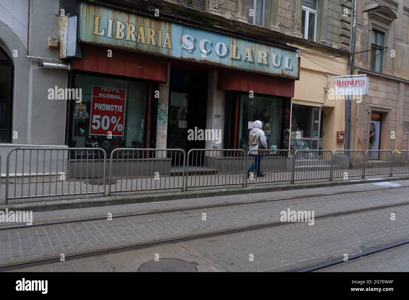Timisoara, Romania - January 04, 2020: Woman walking on the street. The ...