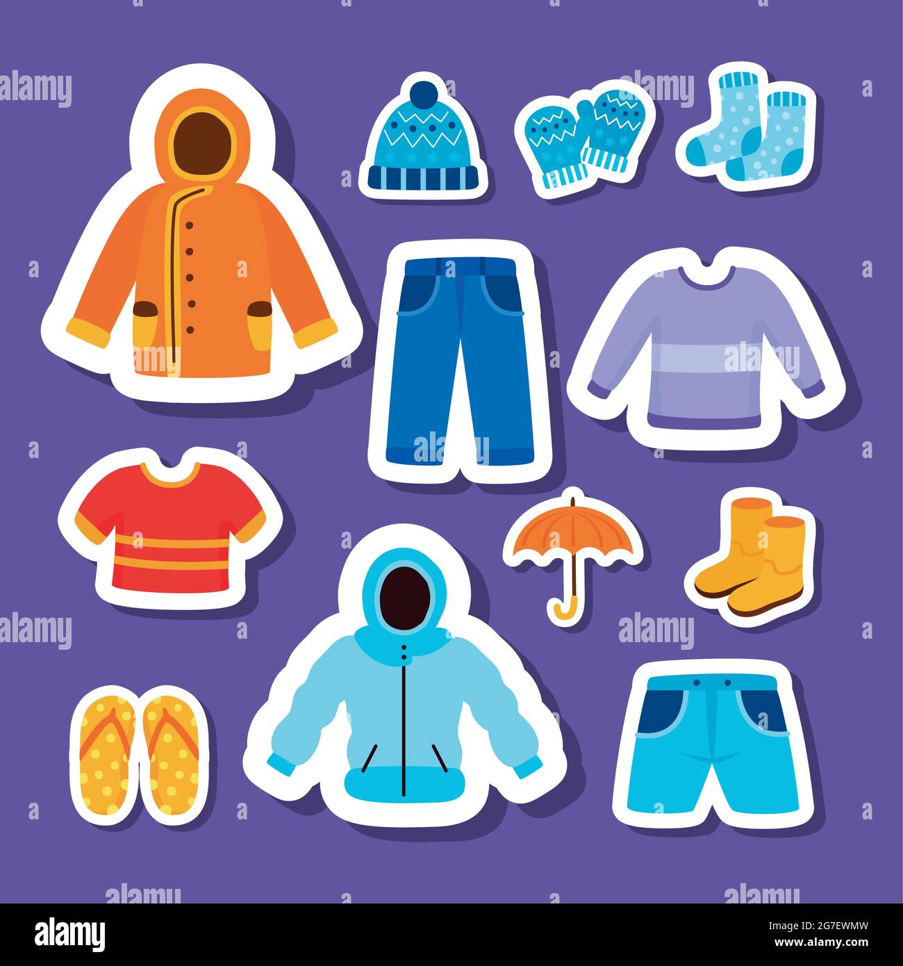 twelve weather seasons clothes set icons Stock Vector Image & Art - Alamy