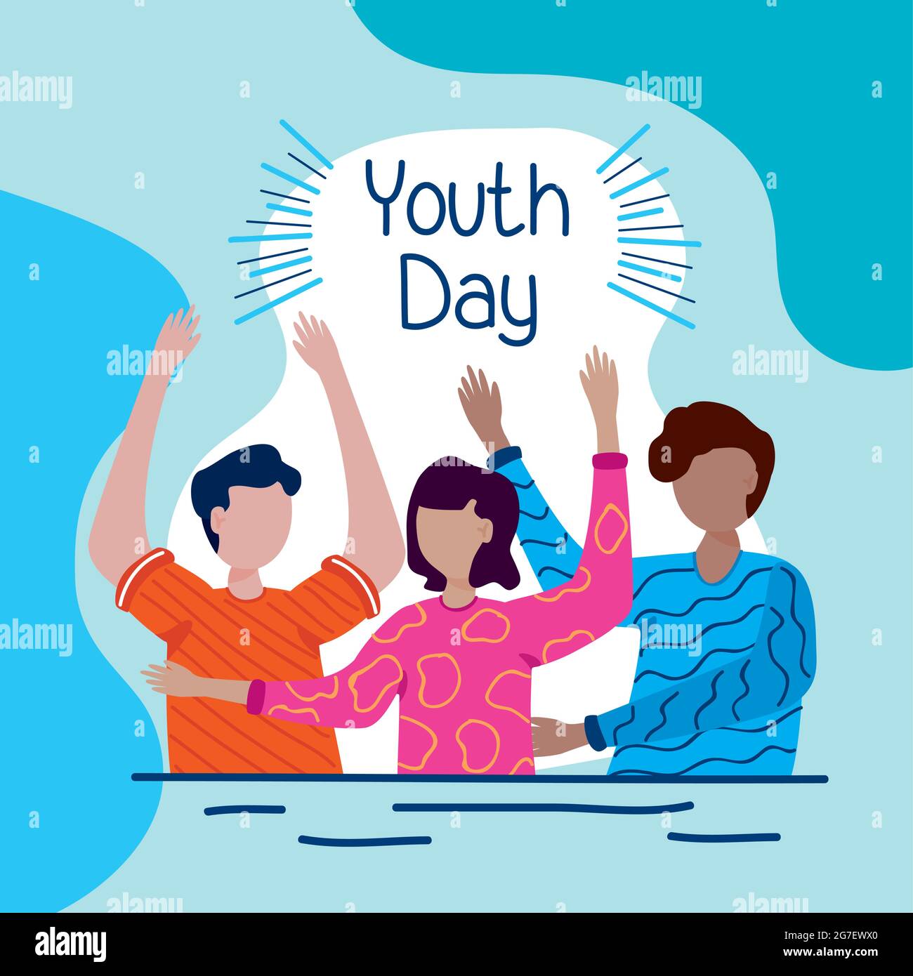 Happy youth day banner with girl and boys Stock Vector Image & Art - Alamy