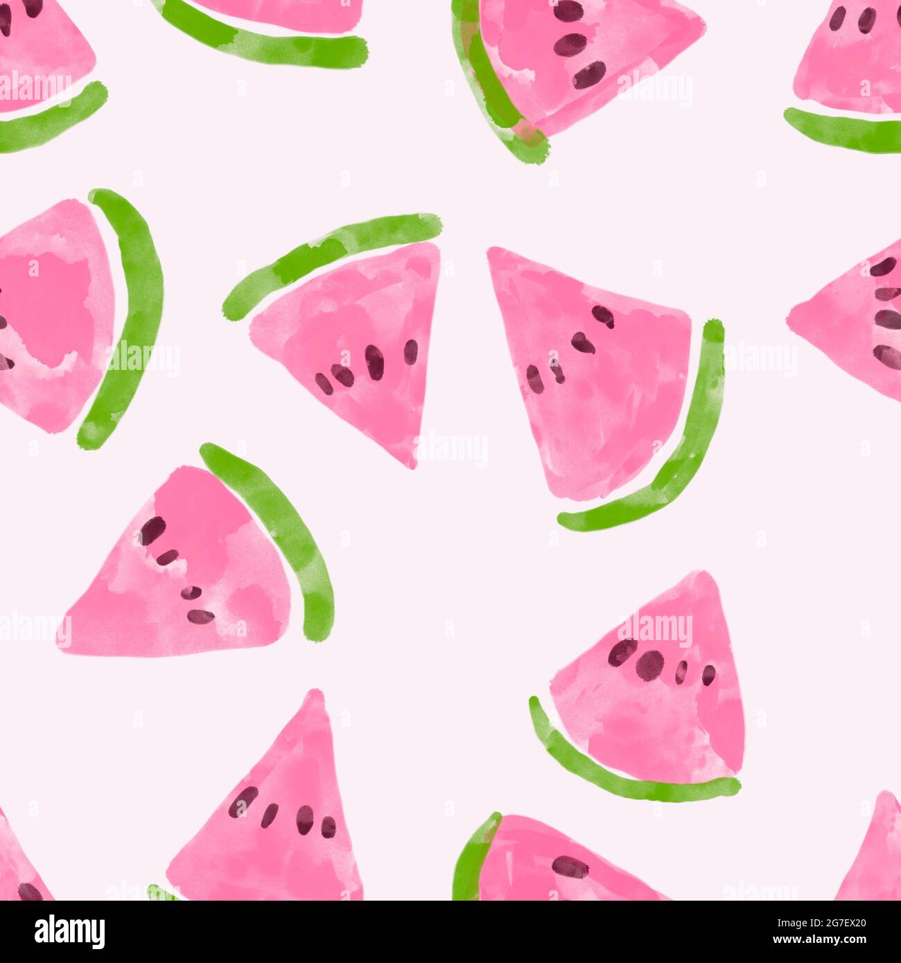 Seamless background with watermelon slices. Bright watercolor sketch of ...