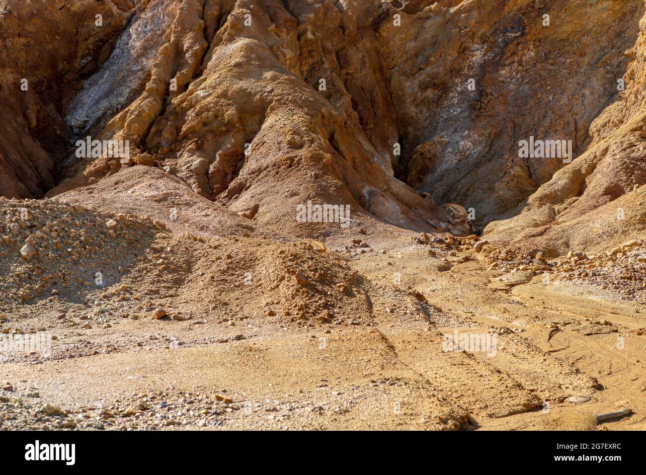 Desertic sandy and arid mountain slope, a consequence of mining ...