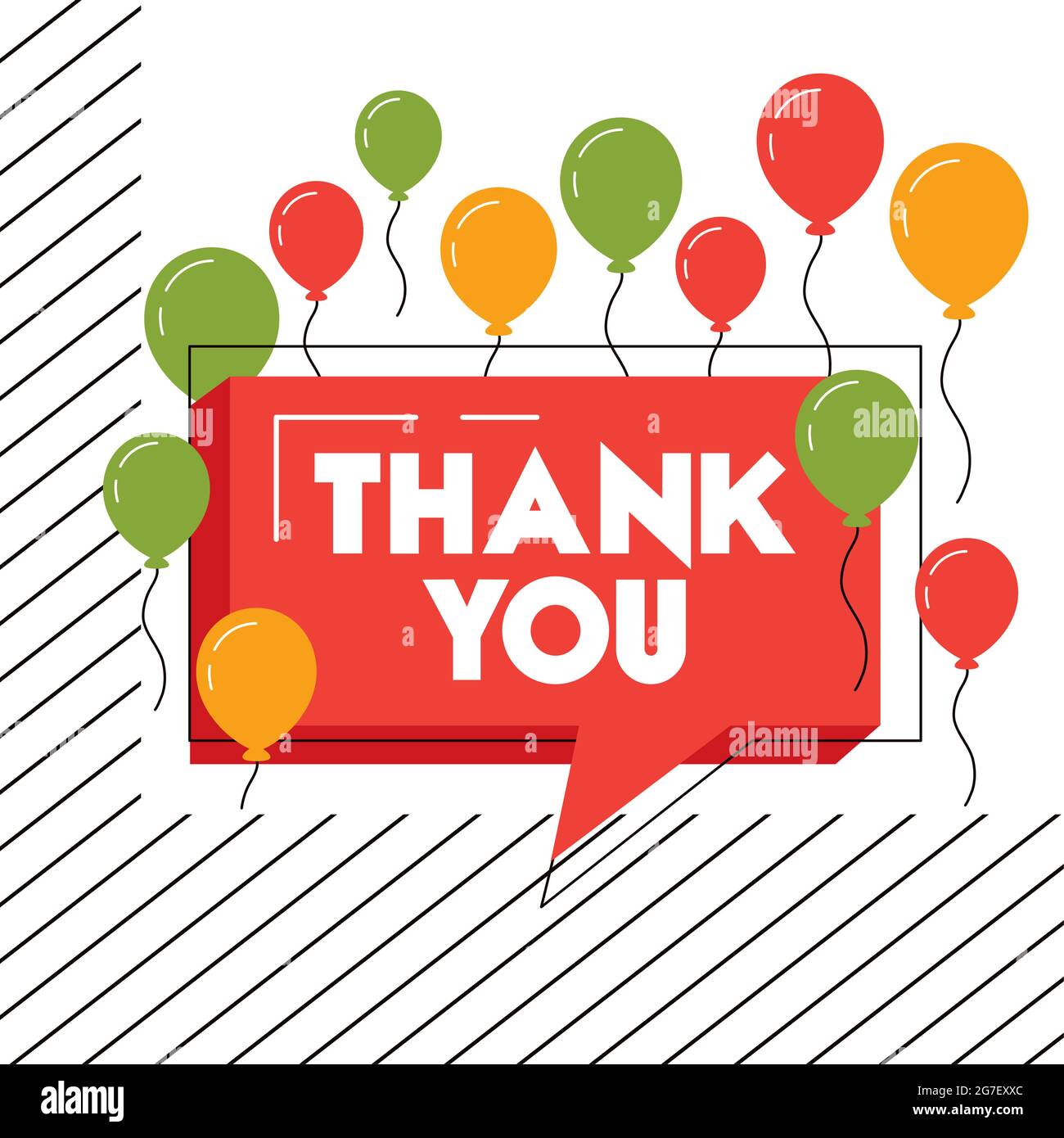 thank you lettering in bubble with balloons helium Stock Vector Image ...