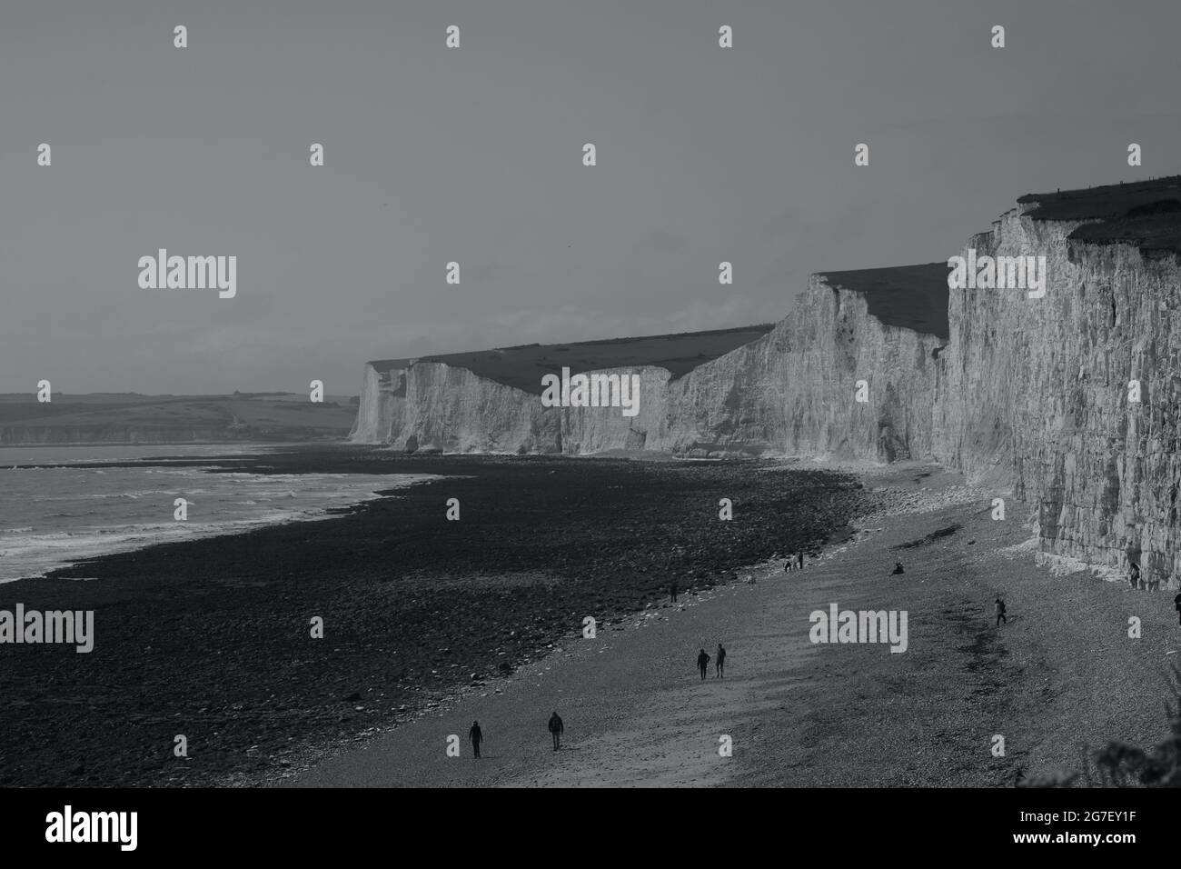 The white cliffs at Burling Gap, Eastbourne. Spectacular scenery of ...