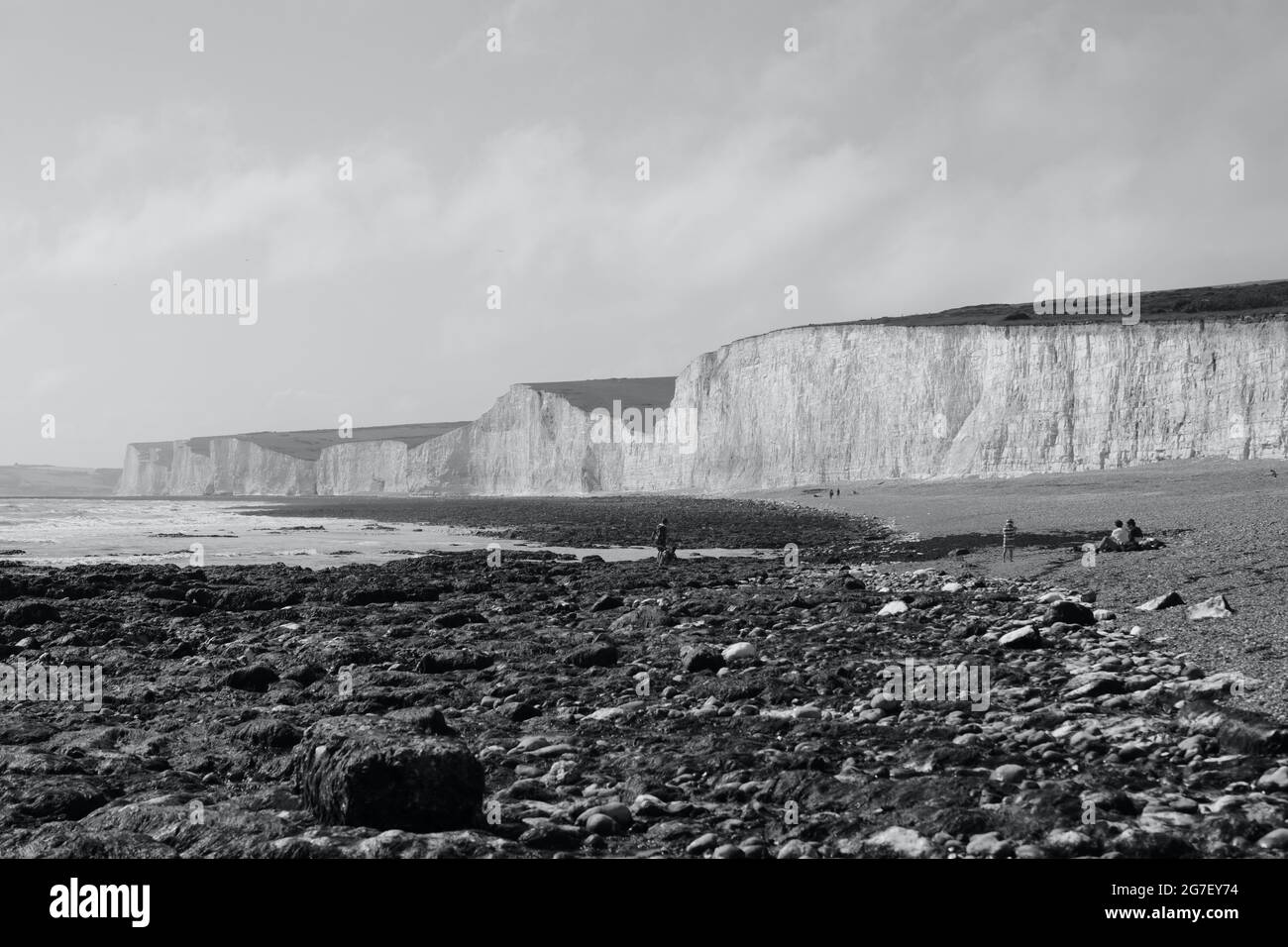 The white cliffs at Burling Gap, Eastbourne. Spectacular scenery of ...