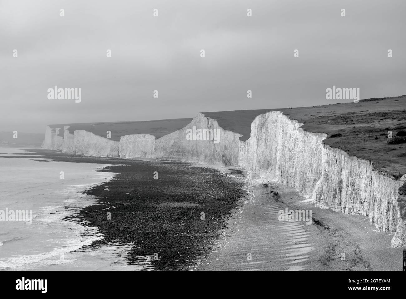 The white cliffs at Burling Gap, Eastbourne. Spectacular scenery of ...