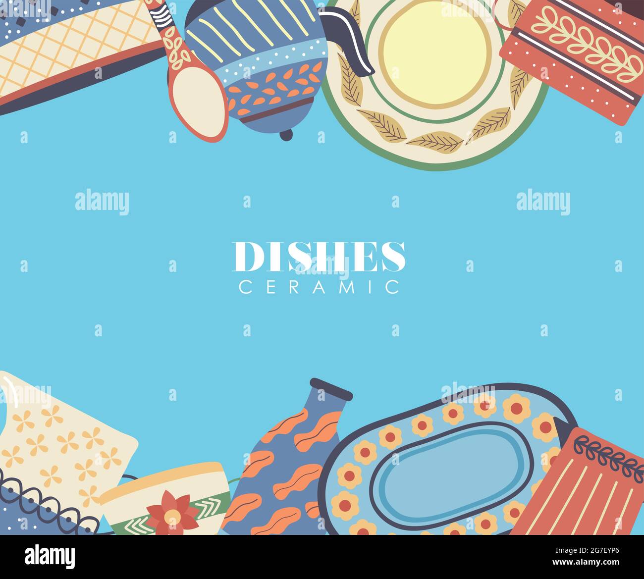 crockery porcelain set dishes frame Stock Vector Image & Art - Alamy