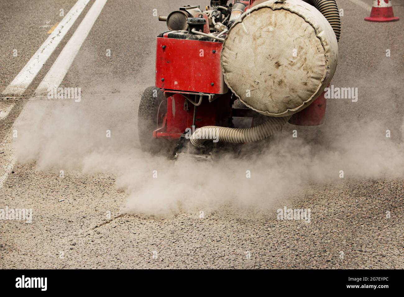 Preparation of the surface for laying asphalt pavement. Removal of ...